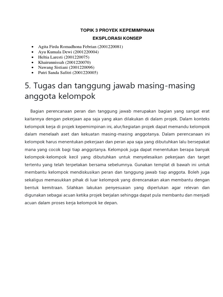 Peran Anggota Tim Proyek Kepemimpinan | PDF