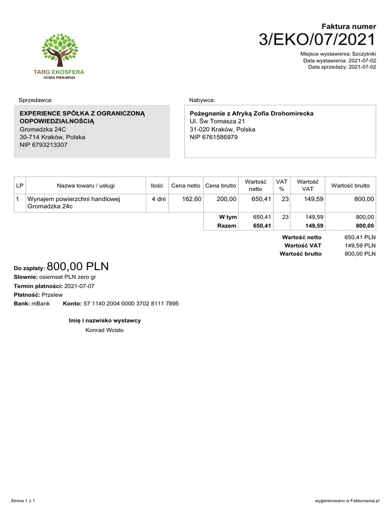 Faktura 3 Eko 07 2021 | PDF