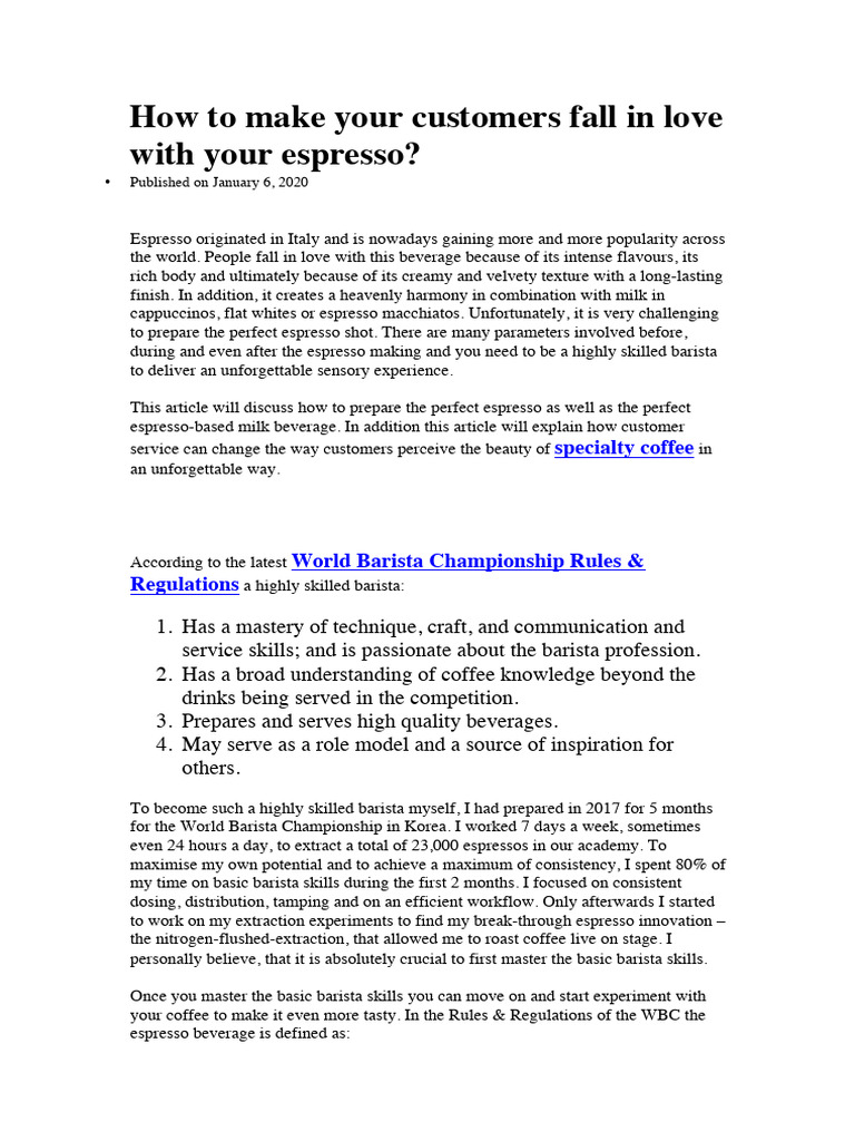 How To Make Clients Fall in Love For Your Espresso | PDF | Cooking ...