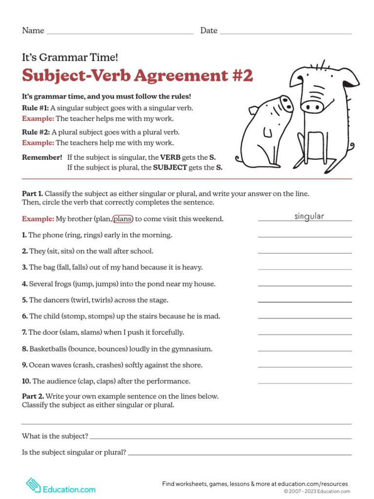 Its Grammar Time Subject Verb Agreement 2 | PDF