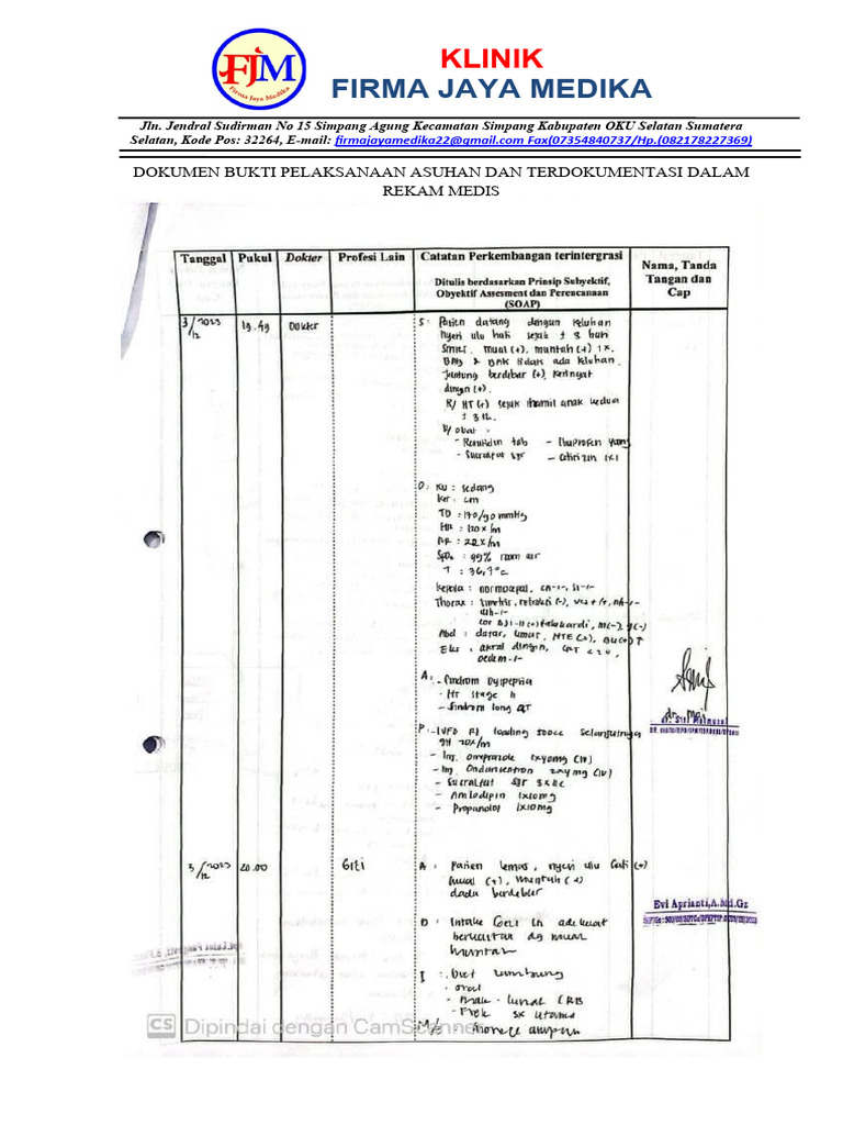 Bukti Rekam Medis Klinik Firma Jaya | PDF