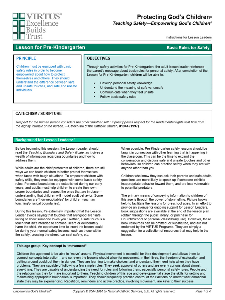 Ls63 - Plan - Basic Rules For Safety | PDF | Preschool | Safety