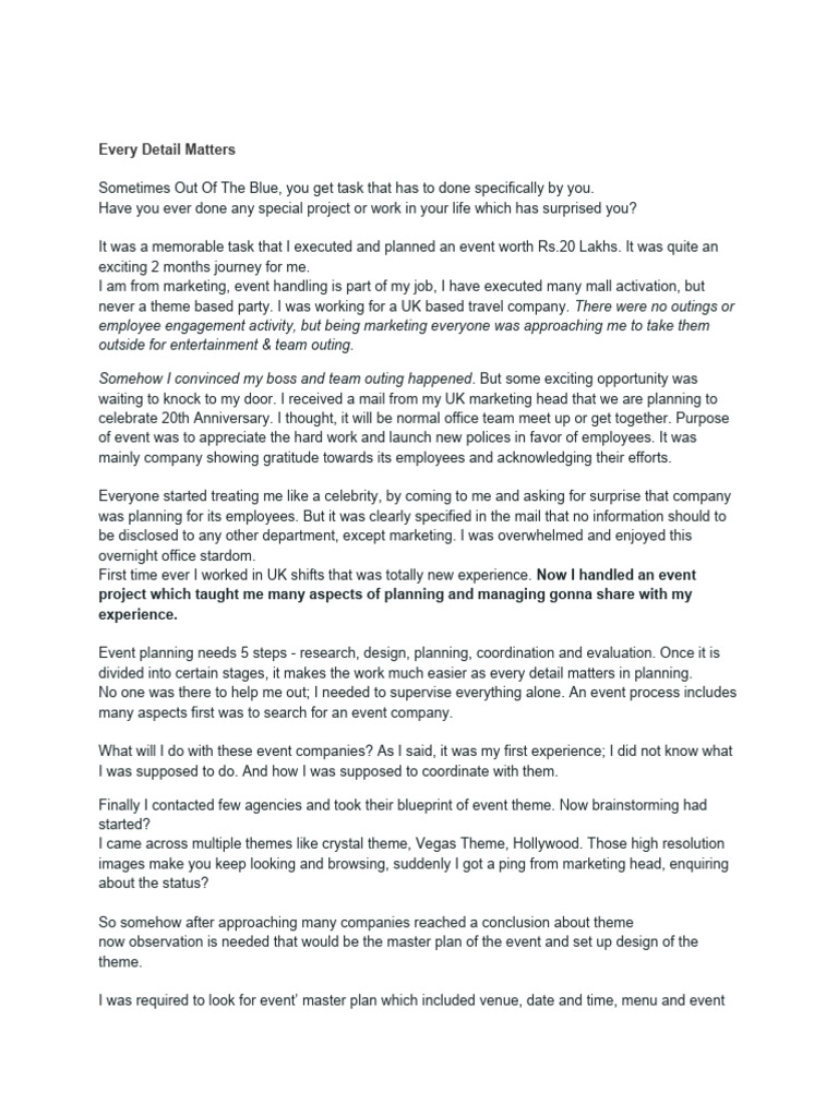 Every Detail Matters | PDF