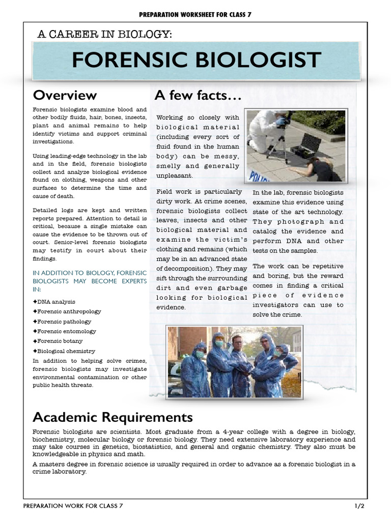 Class 6 Preparation Worksheet Class 7 | PDF | Forensic Science | Crime ...