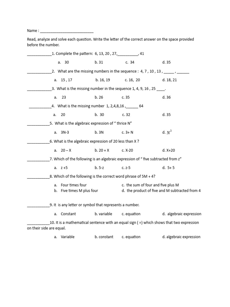 Math 3rd Grading Summative Test | PDF