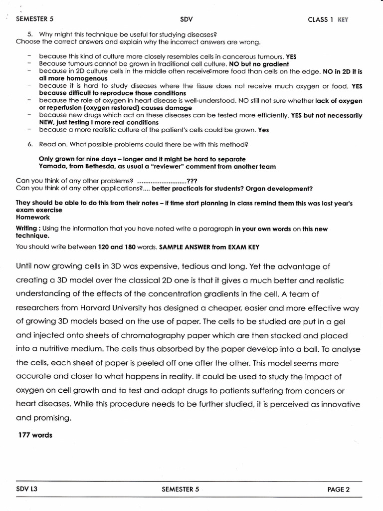 Class 1 - 3D Cells KEY | PDF | Medicine | Medical Specialties