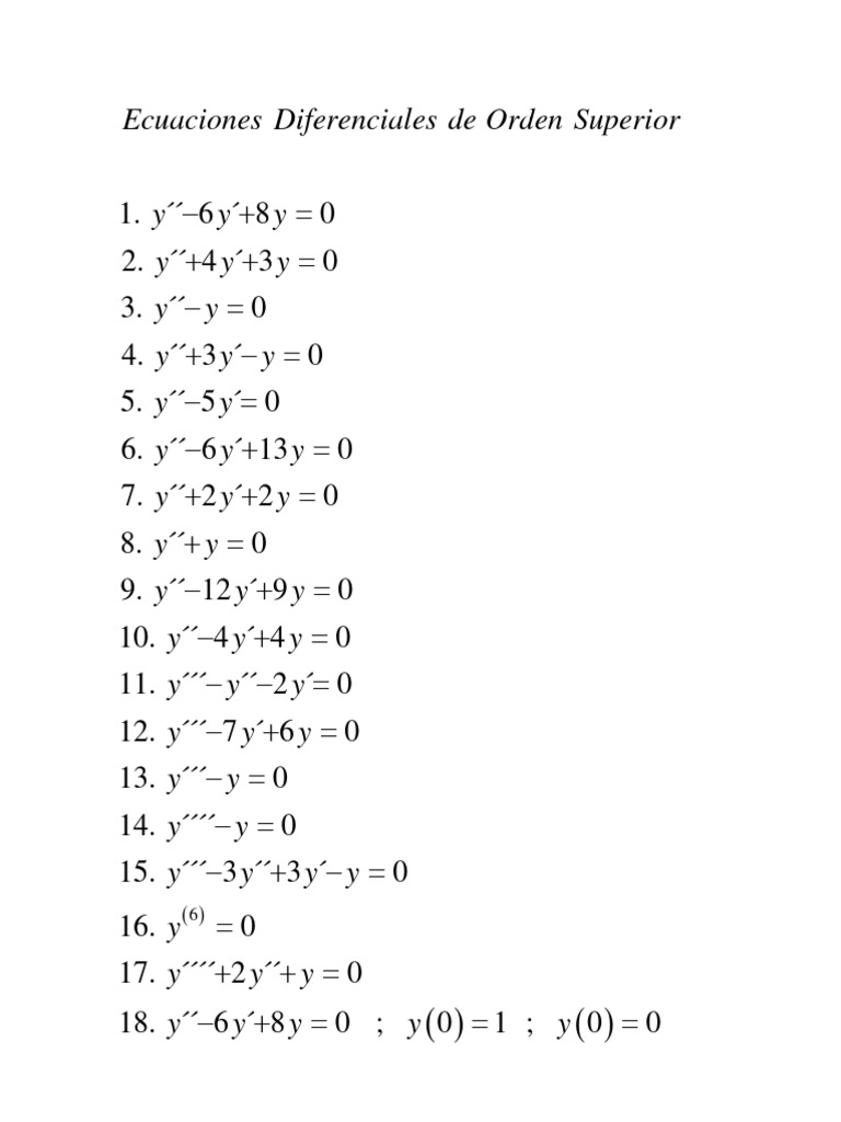 EJERCICIOS I3 Ecuaciones Diferenciales de Orden Superior | PDF