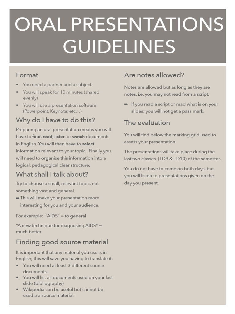 Presentation Guidelines | PDF | Public Speaking | Communication
