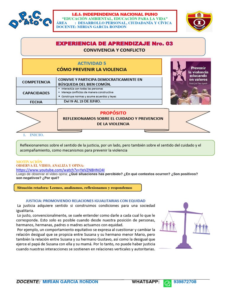 4to-Exp3-Act 5 | PDF | Violencia | Justicia