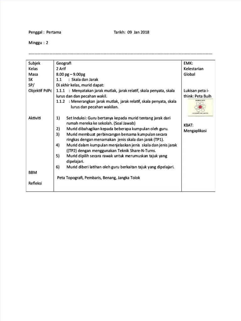 PDF Kump 1 Penulisan RPH Skala Dan Jarak Compress | PDF