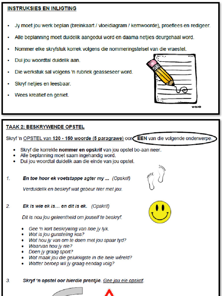 Afrikaans EAT Opstel - Grade 6 | PDF