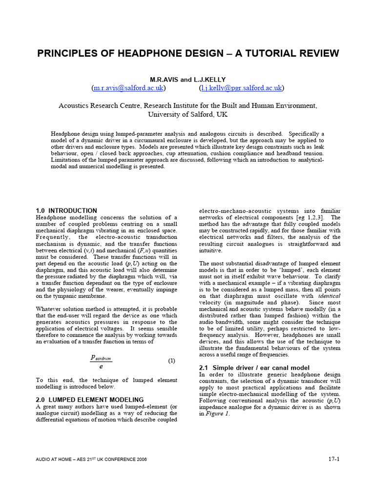 Principles of Headphone Design | PDF