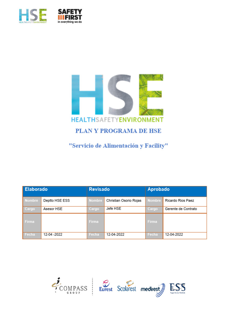 Plan HSE para Servicios de Alimentación | PDF | Seguridad y salud ocupacional | Auditoría