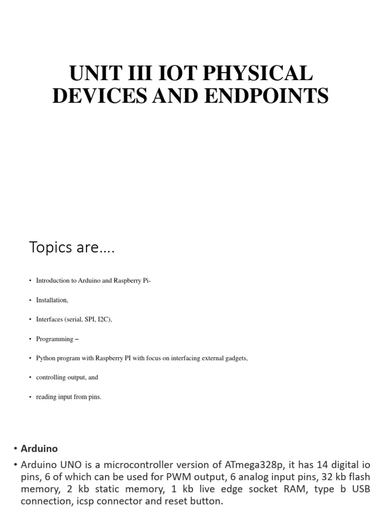 Unit III Iot Physical Devices and Endpoints | PDF | Home & Garden | Technology & Engineering