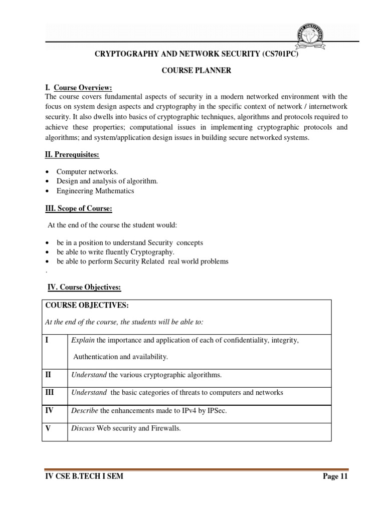 IV CSE Handbook | PDF | Cryptography | Encryption