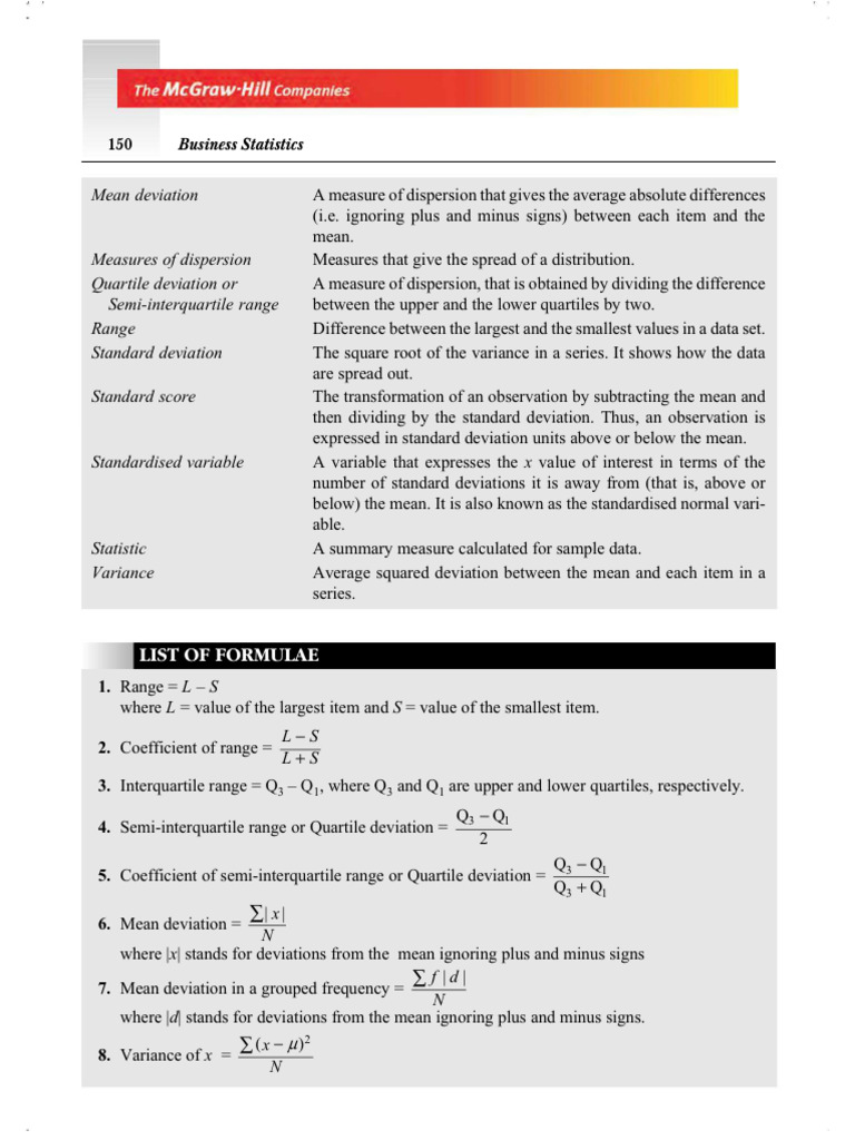 Dispersion Formulas | PDF | Quartile | Mean Squared Error