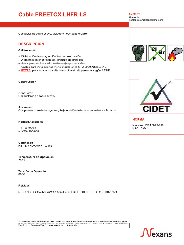 CABLE NEX Cu FREETOX | PDF