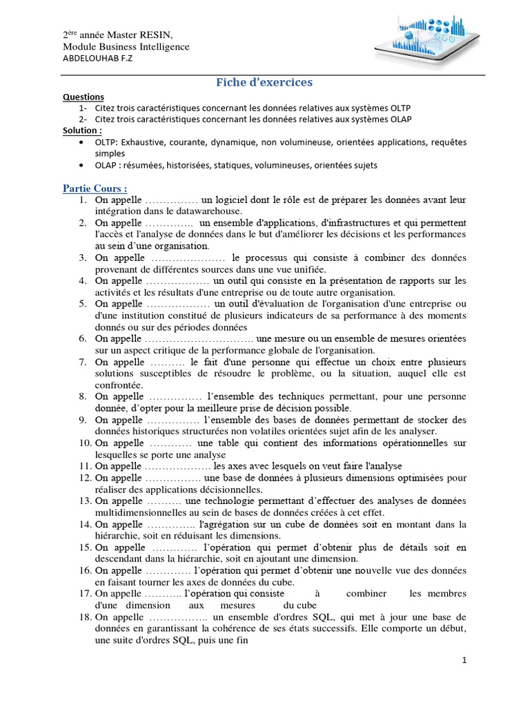 Fiche d'exercices | PDF