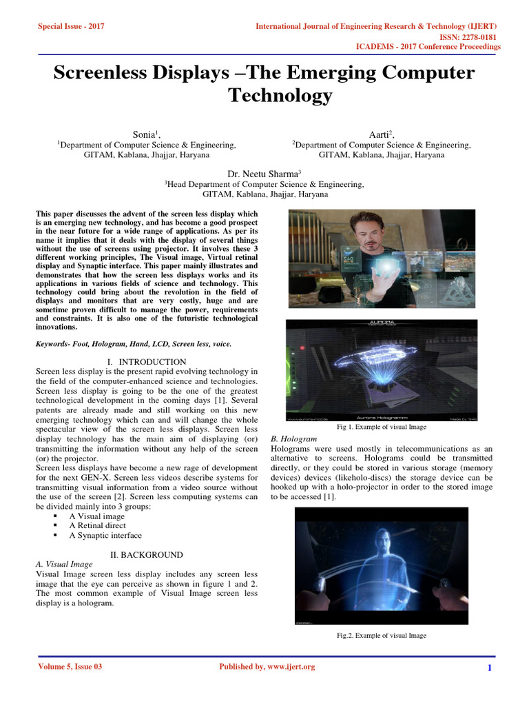 Screenless Displays The Emerging Computer Technology IJERTCONV5IS03059 | PDF