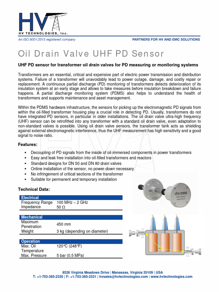 HVT Ds Drain-Valve-uhf 12142020 | PDF | Transformer | Electrical ...