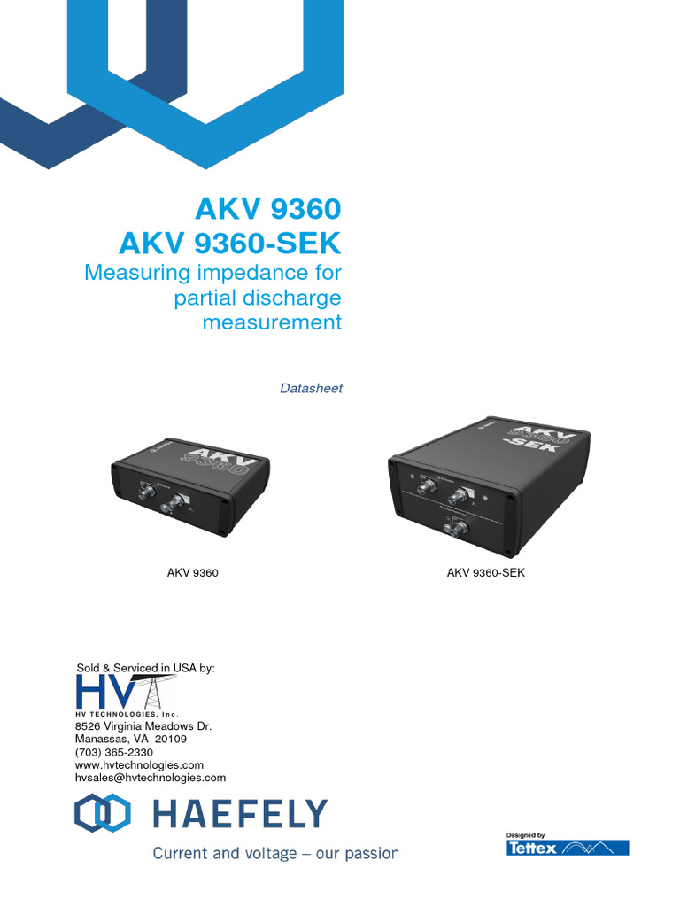 HVT DS Haefely Akv-9360 V2206-02 | PDF | Electrical Impedance ...