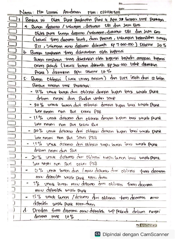 Nia Listiani A-0220203011-Perpajakan PPH | PDF