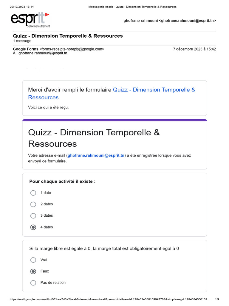 Quizz3 - Dimension Temporelle & Ressources | PDF