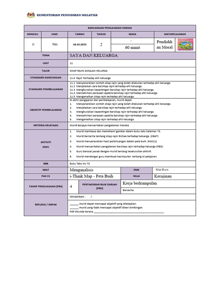 RPH Unit 11 PM Tahun 2 | PDF