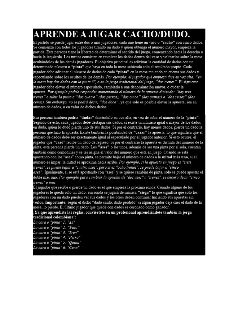 Juego Del Cacho Reglas | PDF