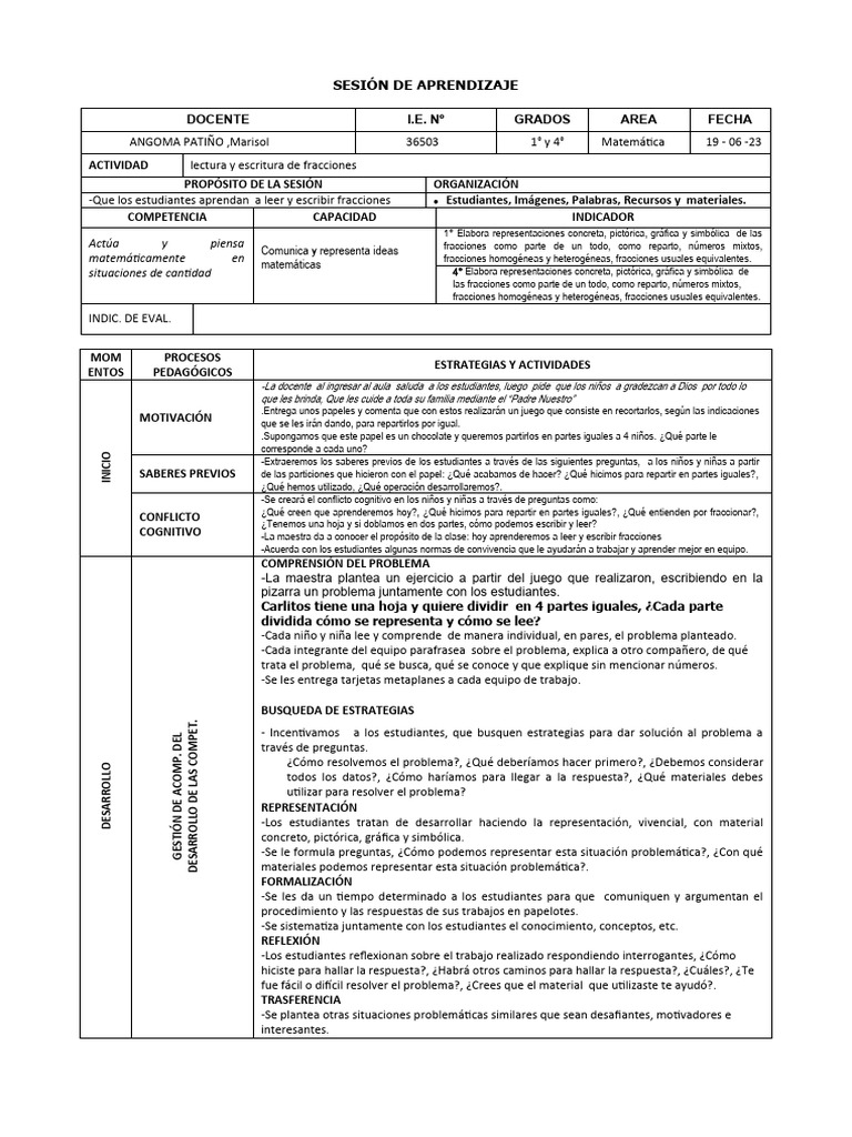 Lectura-Escritura de - Fracciones | PDF