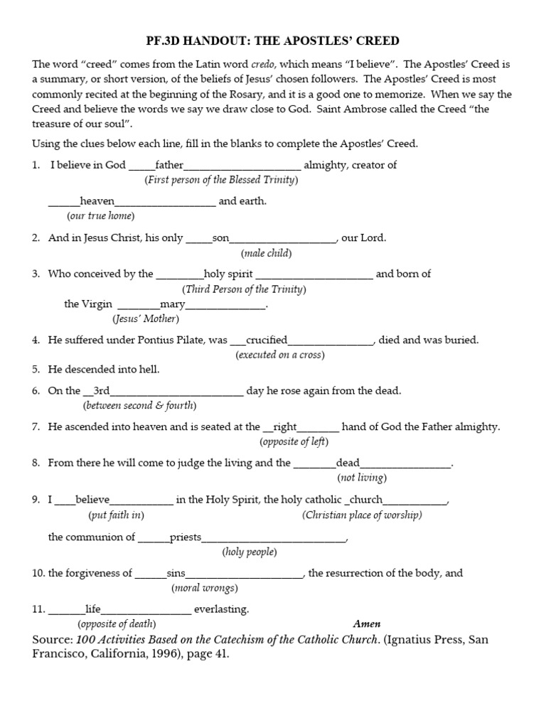 37 - Creed - Handout | PDF | God The Father | Jesus