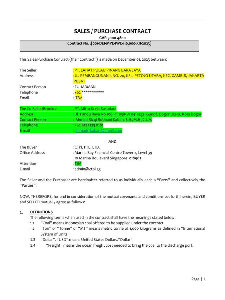 Final Contract Draft | PDF