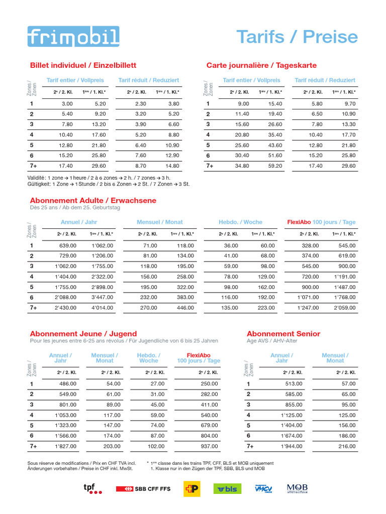 Grille Tarifaire Frimobil 2024 | PDF