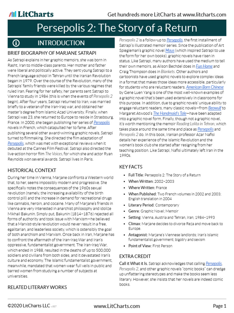 Persepolis 2 The Story of A Return LitChart | PDF
