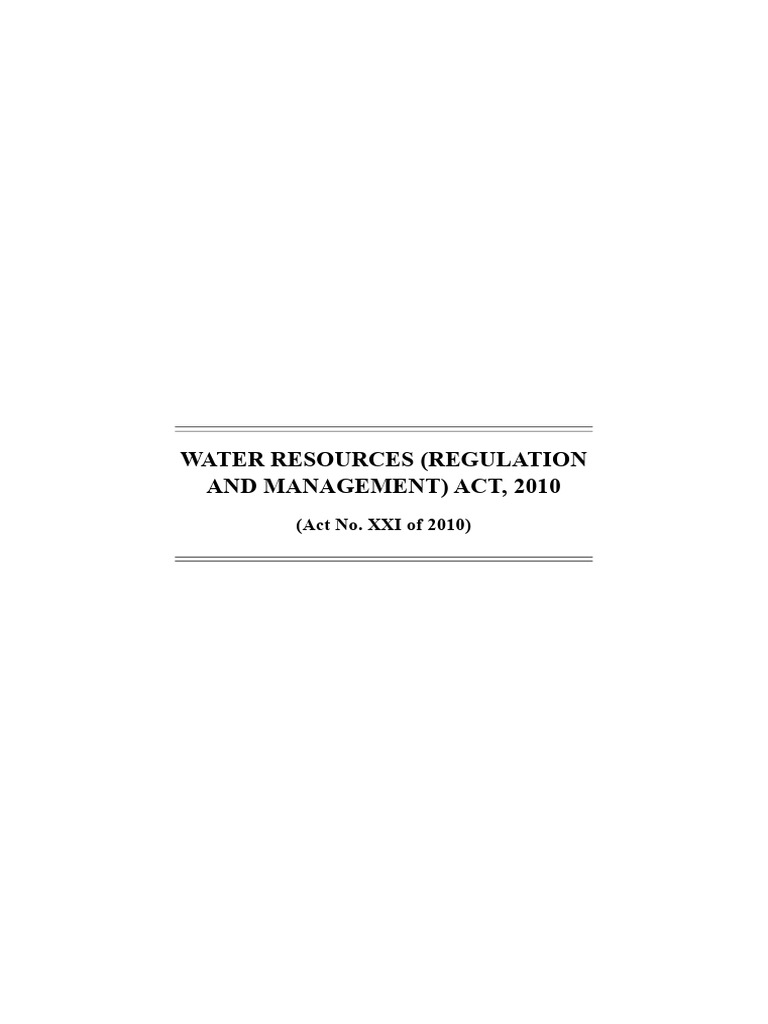 Water Resources (Regulation and Management) Act, 2010 | PDF