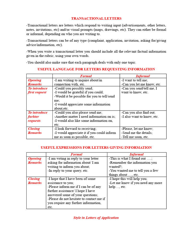Transactional Letters | PDF