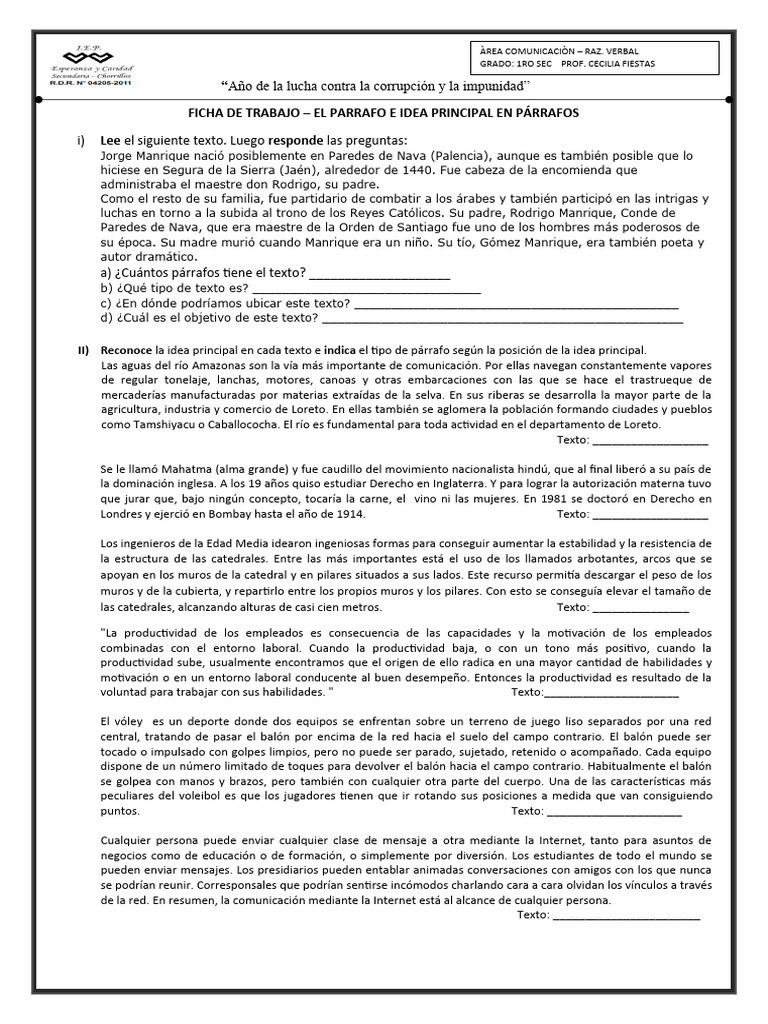 Ficha RV Idea Principal | PDF