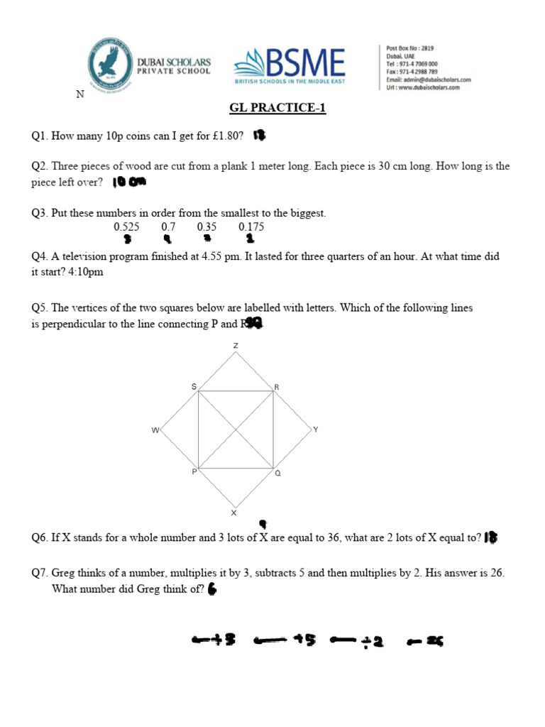 Year 8 GL Assessment Practice Questions | PDF