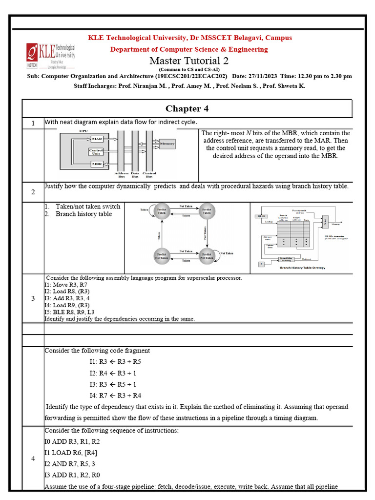 COA Master Tutorial 2 With Solution | PDF