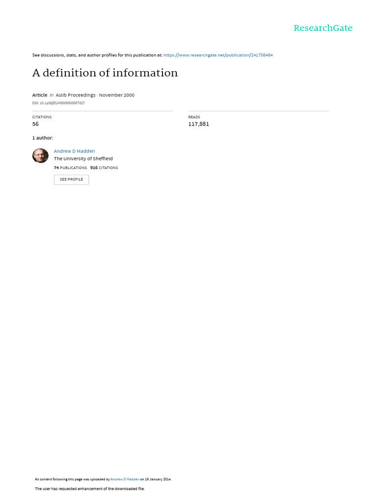 A Definition of Information | PDF