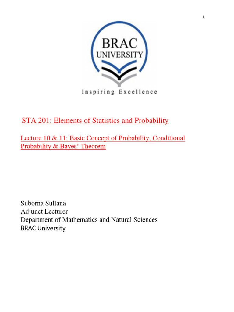 Lecture 10 & 11 - Probability-1 | PDF | Experiment | Randomness Lecture 10 & 11 - Probability-1 | PDF | Experiment | Randomness