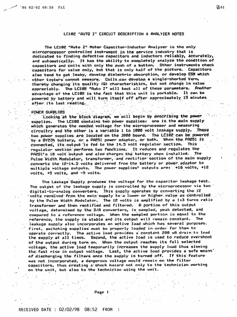Sencore LC102 Circuit Description and Analyzer Notes | PDF | Capacitor ...