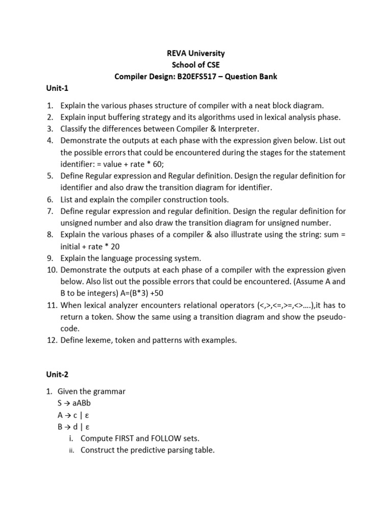 Compiler Design QB | PDF | Parsing | Computing