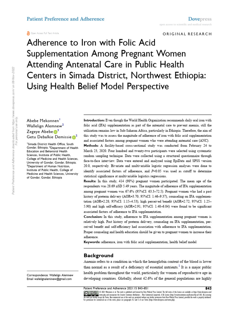Ppa 299294 Adherence To Iron With Folic Acid Supplementation Among Preg ...