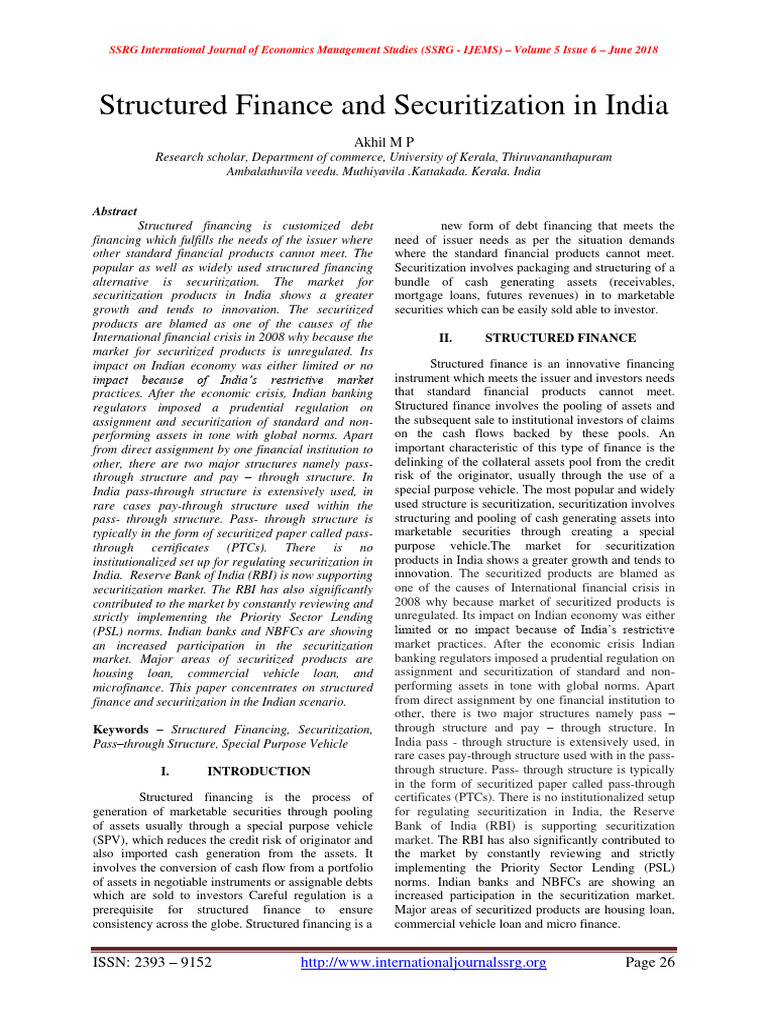Sturcture Finance | PDF | Securitization | Asset Backed Security