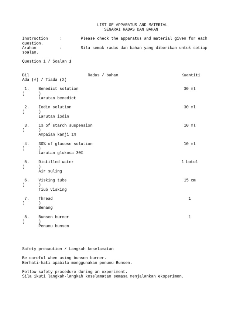 Ujian Amali Biologi T4 | PDF