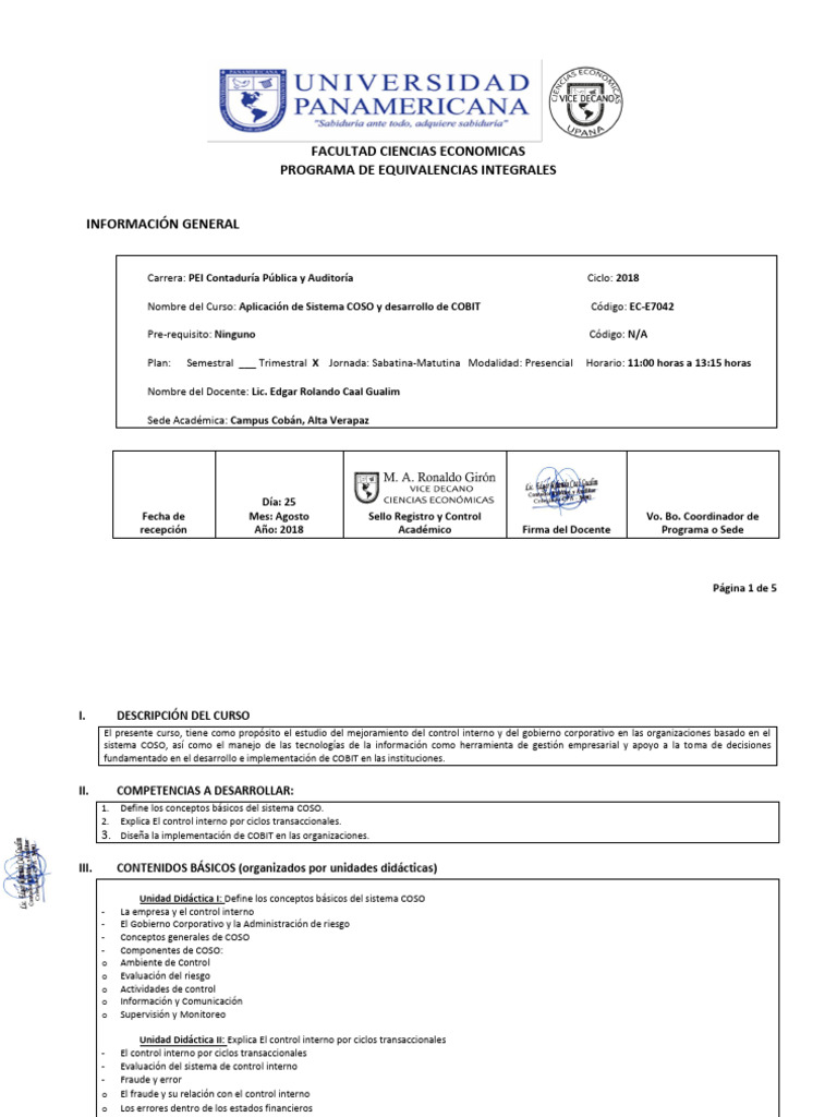 Programa COSO Estudiante | PDF