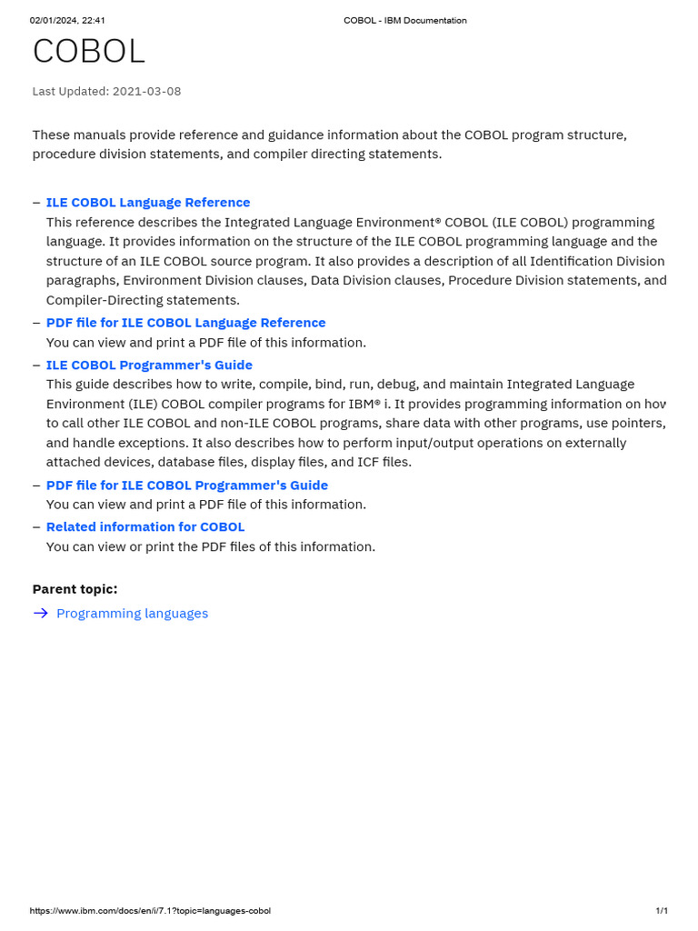 COBOL - IBM Documentation | PDF