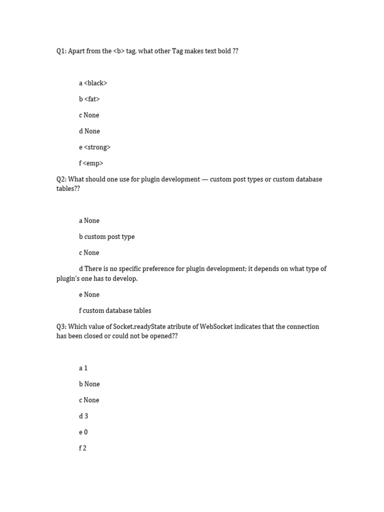 Web Development & Programming Quiz | PDF