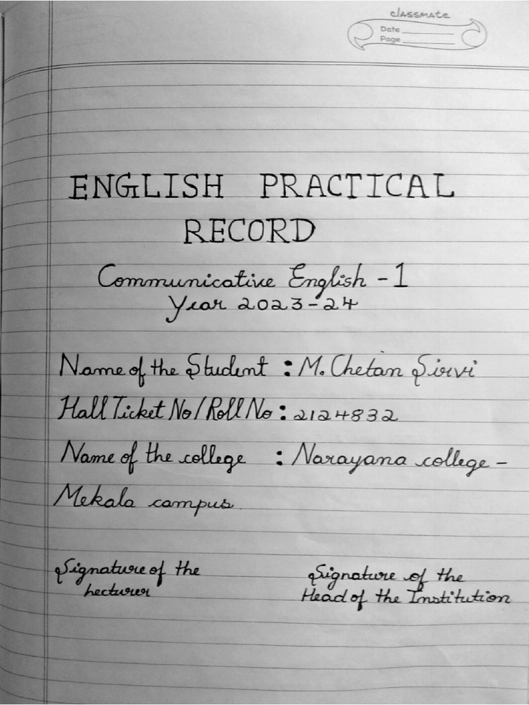 English Practical Record | PDF